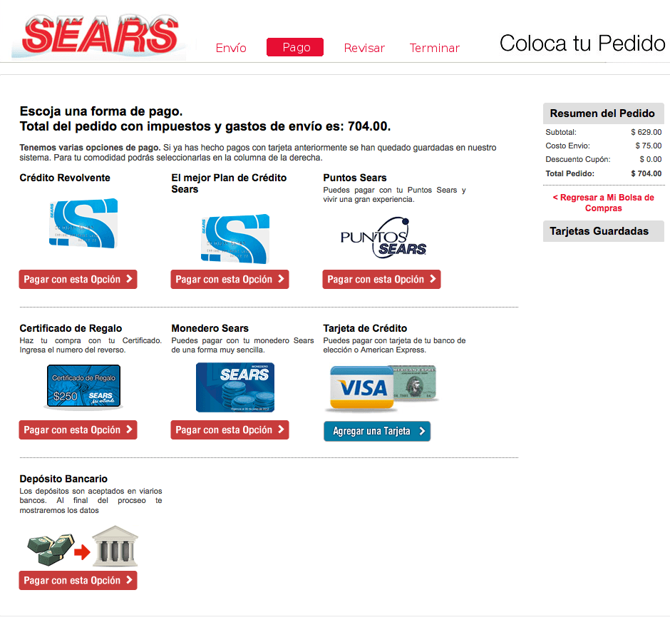 Experiencia comprando en la tienda online de Sears